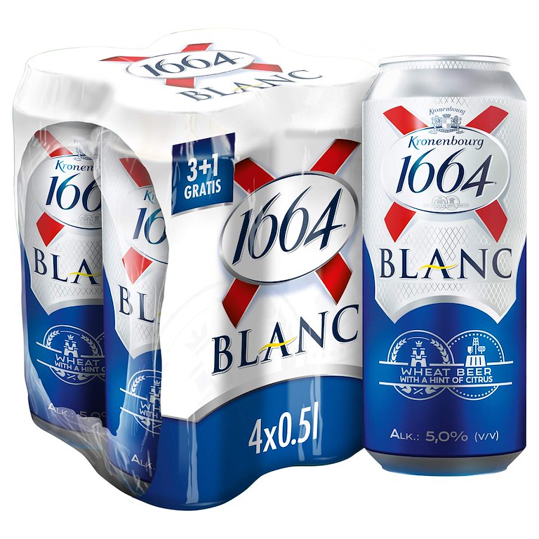 Kronenbourg pivo blanc 0.5l can 3+1 gratis kronenbourg