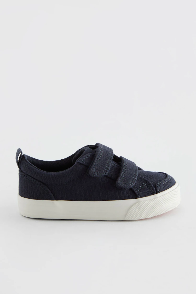 Navy Canvas Wide Fit (G) Two Strap Touch Fastening Trainers