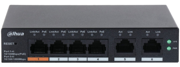 Dahua CS4006-4ET-60 SMART UPRAVLJIVI LAYER 2 POE 4-PORTNI SWITCH SA 2 UPLINK-A