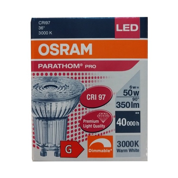 LED SIJALICA 6W/930 GU10 DIMABILNA PARATHOM 350lm OSRAM