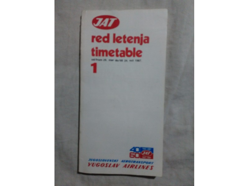 JAT Red letenja, 29.03-24.10.1987.