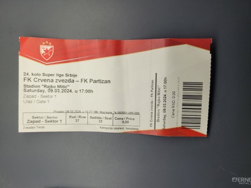 Fk Crvena Zvezda - Fk Partizan 09.03.2024