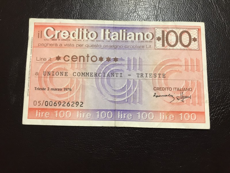 ITALIJA 100 LIRA.1976.ČEK.