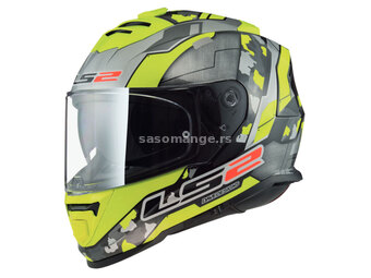 Kaciga za motor LS2 Full Face STORM II CYBORG mat žuto siva FF800 - L