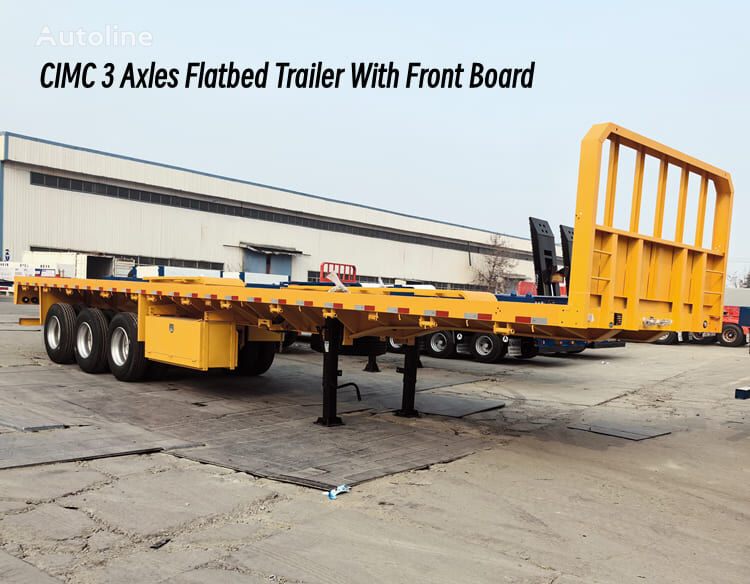 Nova CIMC 3 Axles 60Ton Flatbed Trailer With Front Board for sale in Zimba poluprikolica sa ravnom platformom