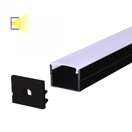 ALUMINIJUSMKI PROFIL ZA LED TRAKE SA DIFUZOROM NADGRADNI CRNI MA616-C MITEA 5550281