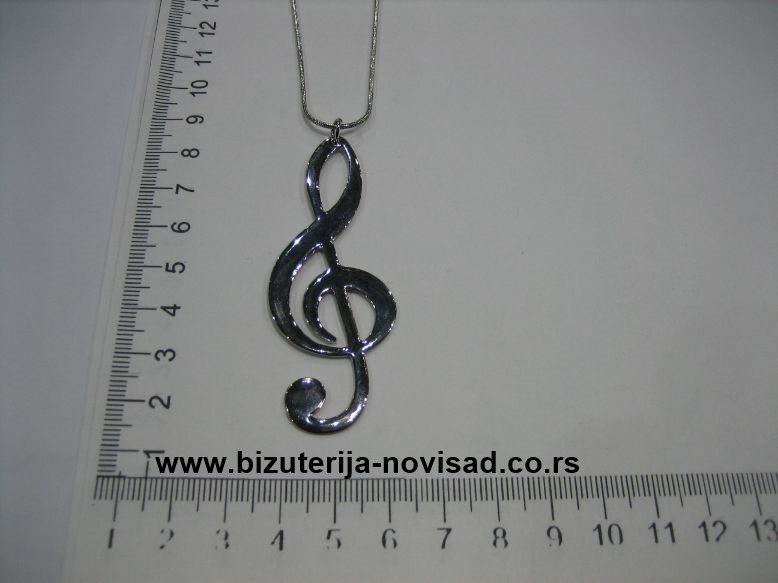 Ogrlica boje srebra violinski ključ