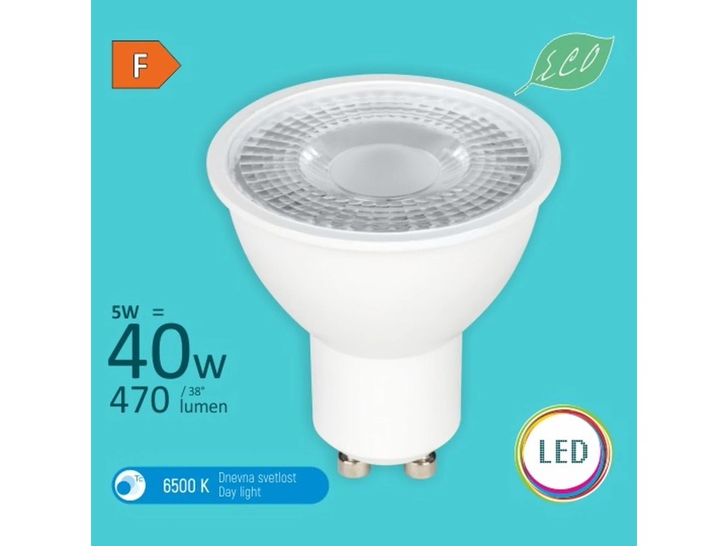 Mitea Lighting LED Eco sijalica GU10 MR16 240V 470lm 38° M2 5W 6500K