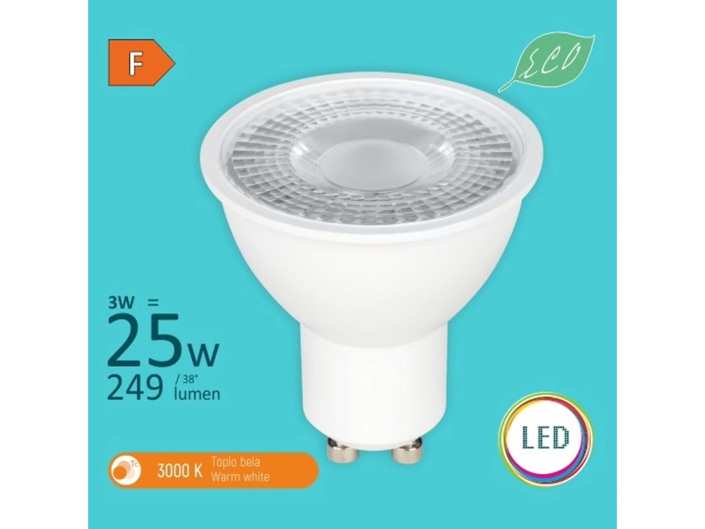 Mitea Lighting LED Eco sijalica GU10 M2 3W 3000K MR16 240V 249lm 38°