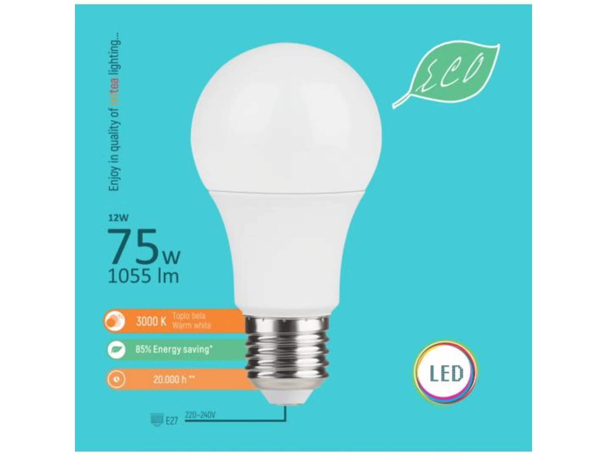 Mitea Lighting LED Eco sijalica 220-240V E27 12W A60 3000K