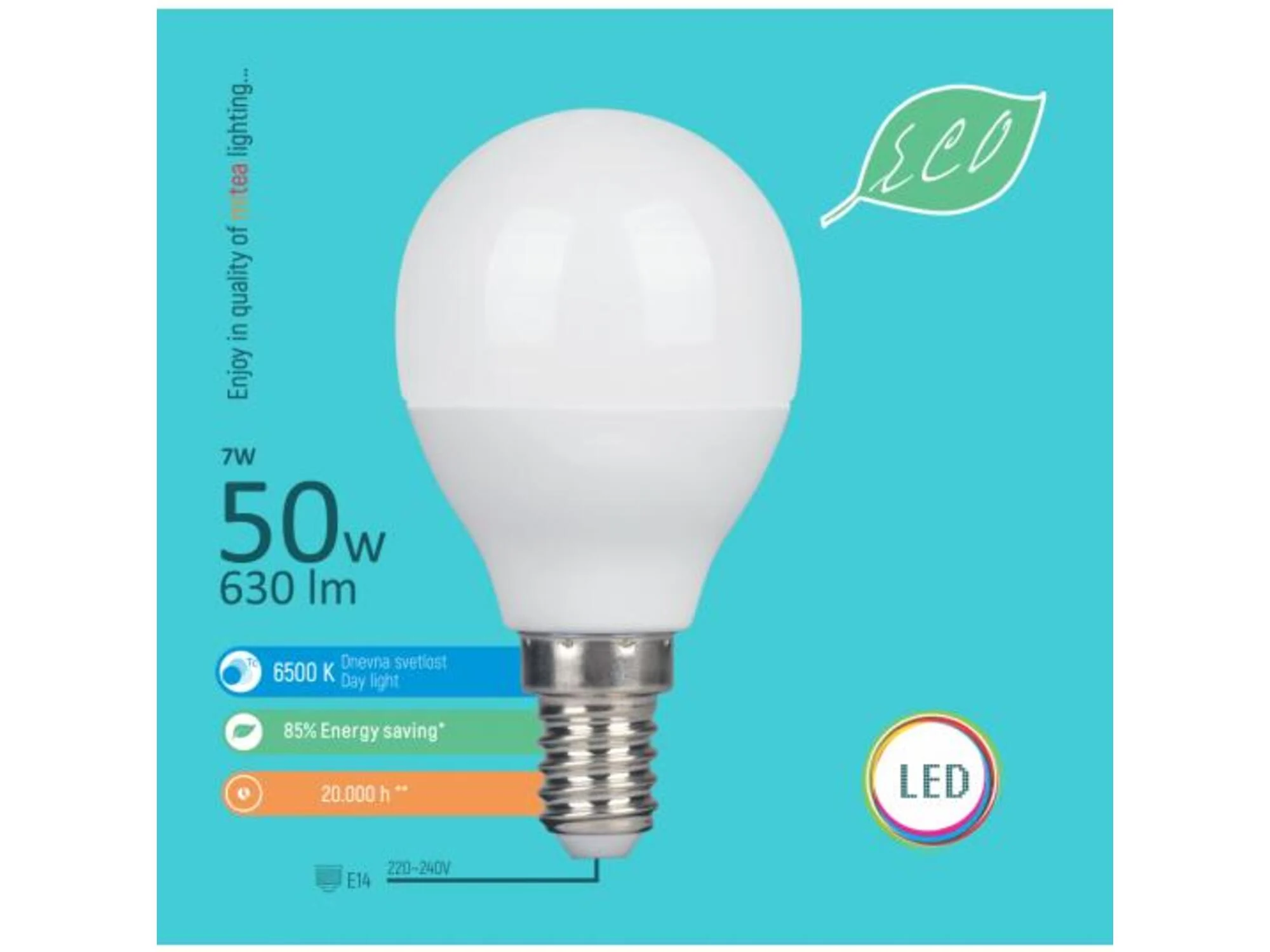 Mitea Lighting LED Eco sijalica 220-240V E14 7W G45 6500K