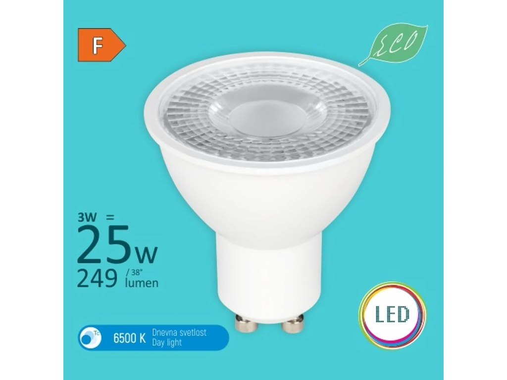 Mitea Lighting LED Eco sijalica GU10 M2 3W 6500K MR16 240V 249lm 38°