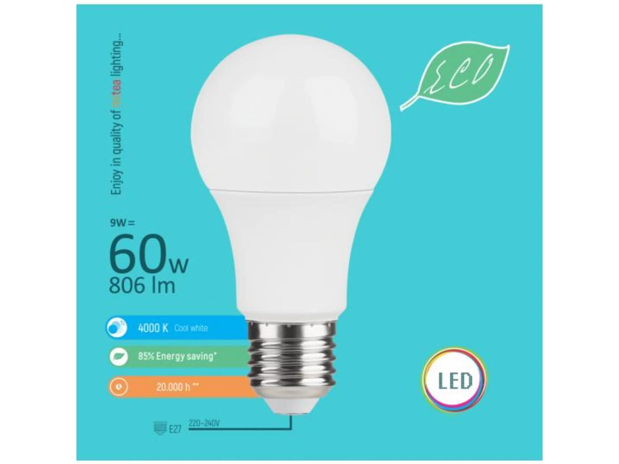 Mitea Lighting LED Eco sijalica 220-240V E27 9W A60 4000K