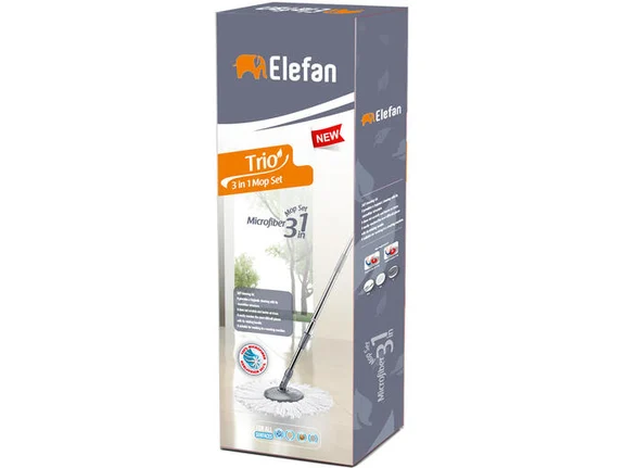 Elefan Trio 3u1 set - mikrofiberski refil, rotirajući glava mopa, teleskopska podesiva drška