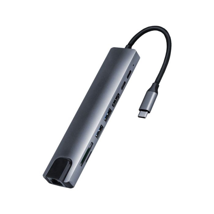 Adapter-konvertor TIP C na HDMI+2xUSB 3.0+TF/SD+2xTIP C+RJ45