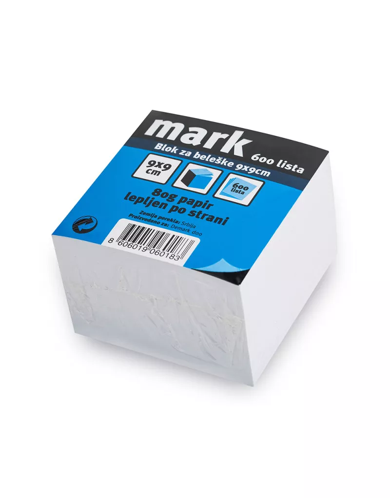 Blok za beleške 9x9x5cm MARK 600 lista, lajmovan 060183