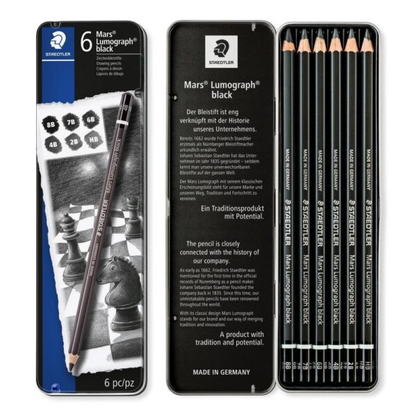 Grafitne olovke set 100B G6 LUMOGRAPH , Staedtler