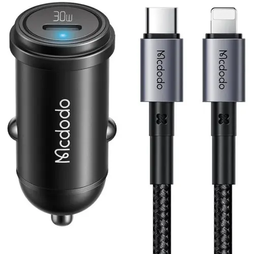 Mcdodo CC-7492 Auto punjač, USB-C, 30W + Kabl, Tip-C na lightning, 36W, 1.2m