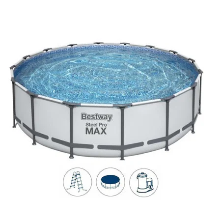 Bestway bazen za dvoriste Steel Pro Max sa celicnim ramom (kompletna oprema:filter pumpa,prekrivac I merdevine) 488x122 cm ( 5612Z )