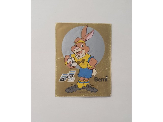 Slicica br. 3 Euro 92 Panini, maskota zeka Berni