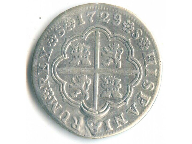 Spanija 2 reales 1729 Sevilja