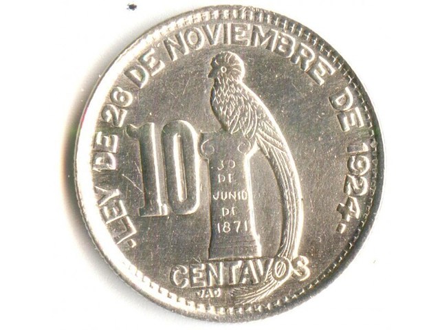 Gvatemala 10 centavos 1947 aUNC
