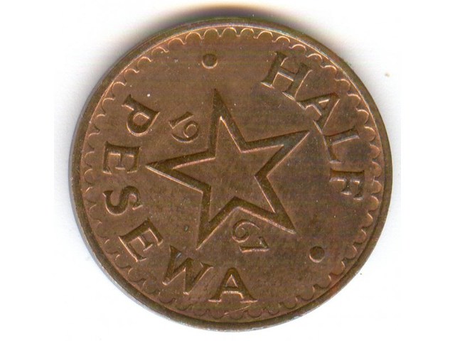 Gana 1/2 pesewa 1967 UNC