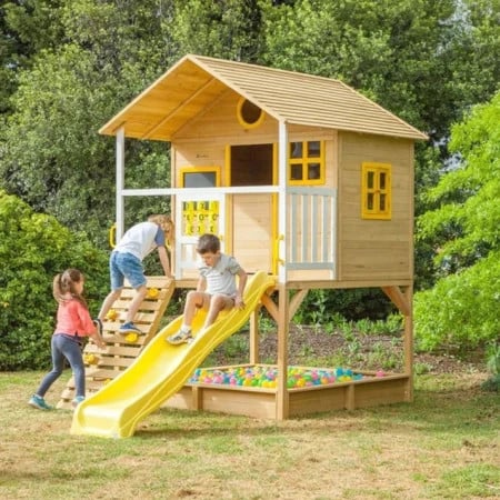 Kinder home velika dečija kućica sa peščanikom i toboganom, za igru na otvorenom u dvorištu i bašti ( C225 )