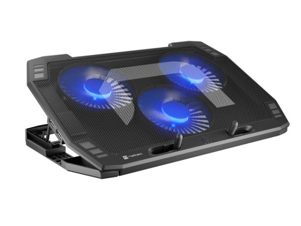 ORIOLE, Notebook Cooling Stand 17.3'', 3x 12cm Fan, Fan Speed Control, Adjustable Tilt, LED Backlight, 2 USB Ports, Black ( NPL-1926 )