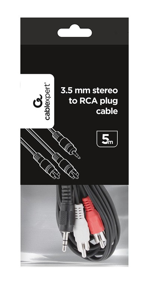 3.5 mm stereo to RCA plug cable, 5 m ( CCA-458-5M )