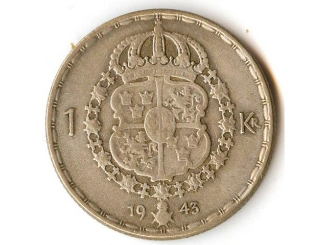 Svedska 1 krona 1943 srebro