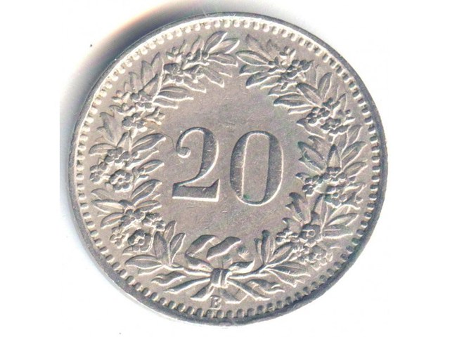 Svajcarska 20 rappen 1943 XF/aUNC