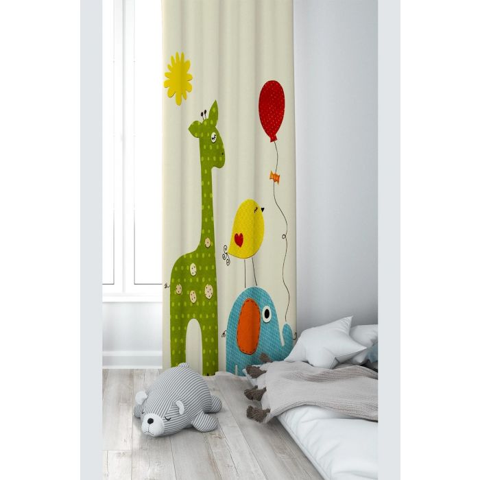 Zavesa za dečiju sobu - Žirafa i slonić PRD158C