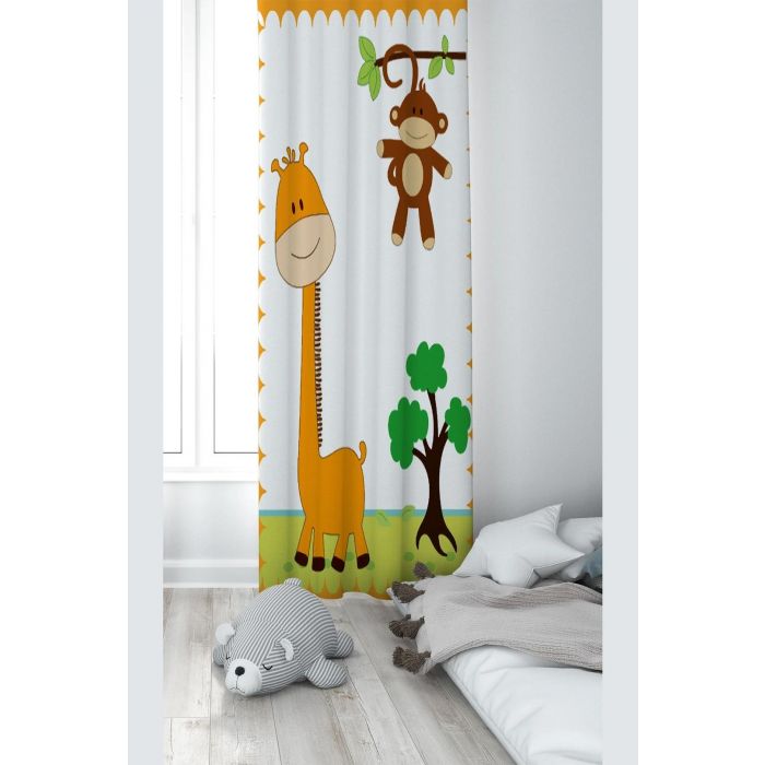 Zavesa za dečiju sobu - Žirafa i majmun PRD94D