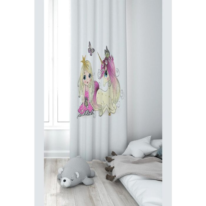 Zavesa za dečiju sobu - Devojčica i jednorog PRD338D