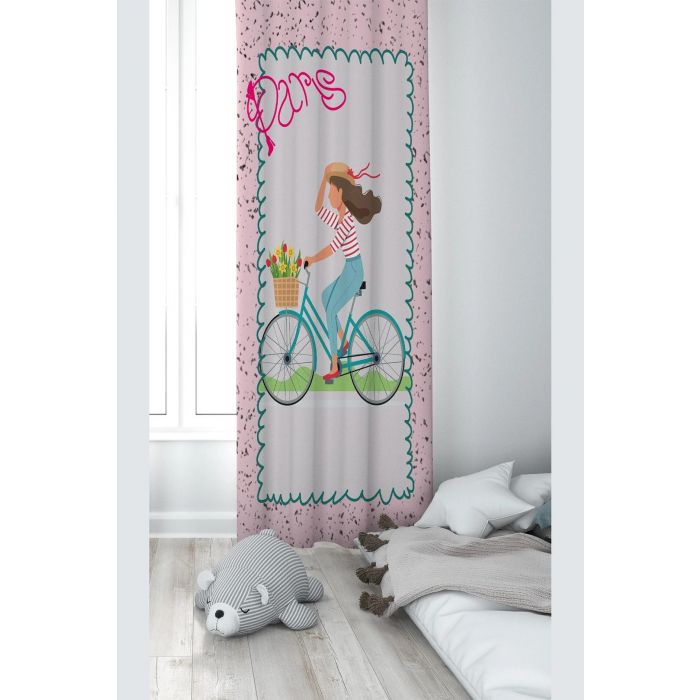 Zavesa za dečiju sobu - Devojčica vozi bicikl PRD331B