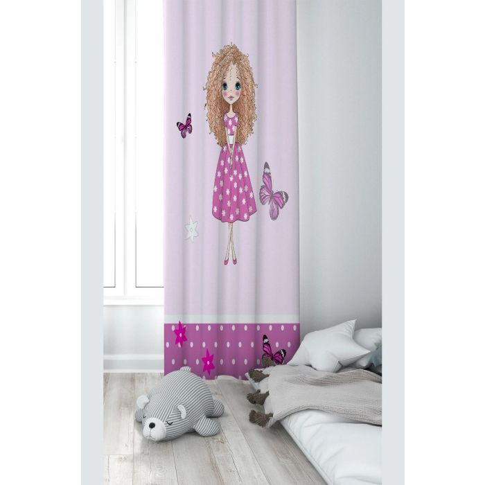 Zavesa za dečiju sobu – Devojčica sa leptirima PRD235C