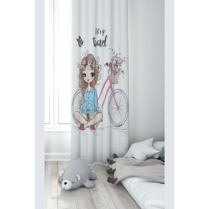 Zavesa za dečiju sobu – Devojčica i bicikl PRD233F