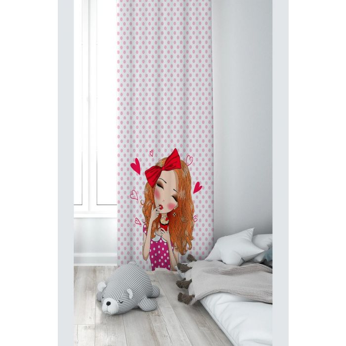 Zavesa za dečiju sobu – Devojčica sa crvenom mašnom PRD47F