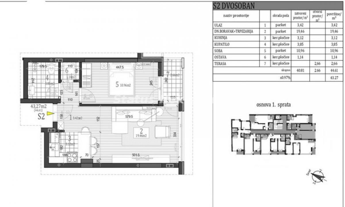 Evropski bulevar-Fantastičan Dvosoban stan 43 m2 sa Lepom Terasom-povrat Pdv-065/385 8880