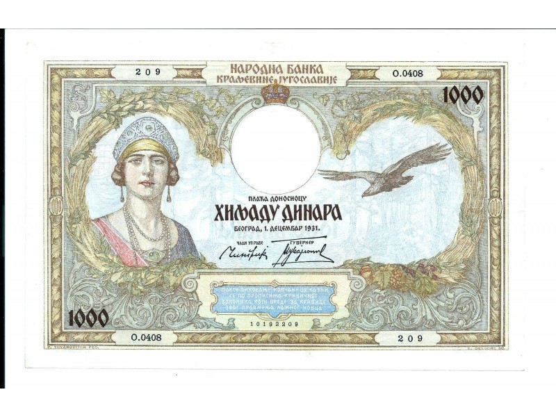 Jugoslavija 1000 dinara 1931