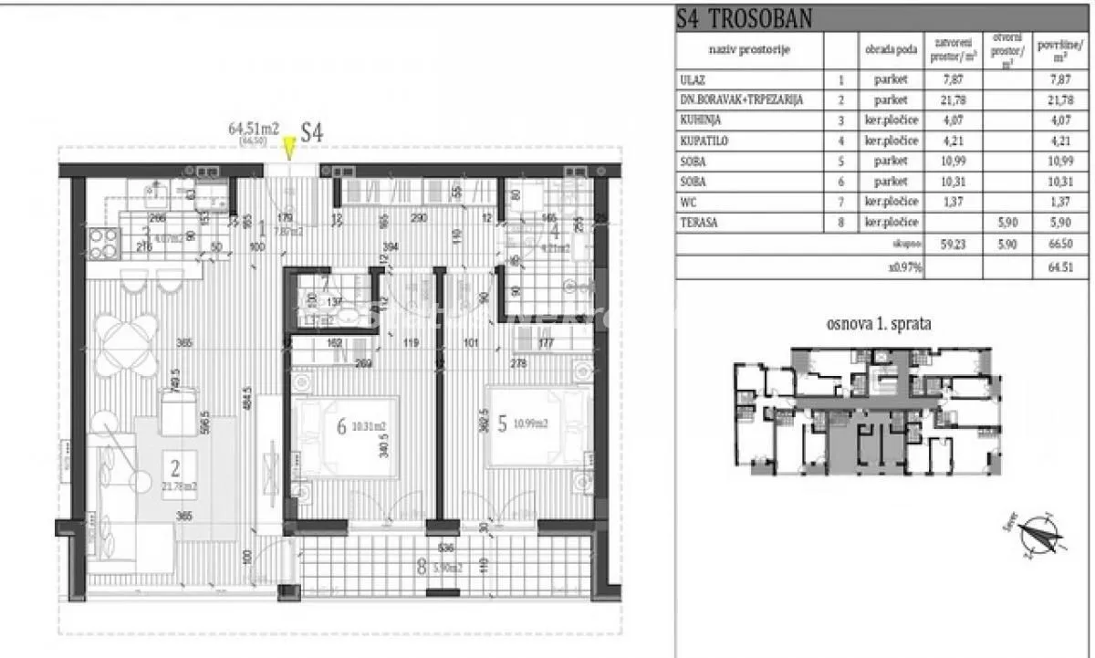 Prodaja, trosoban stan, 65m2, Nova Detelinara, Novi Sad, Novi Sad