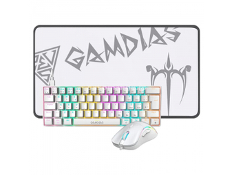 Gamdias Hermes E4 gejmerski komplet 3u1 tastatura+miš+podloga beli