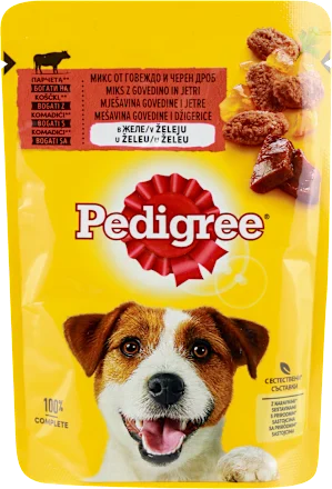 Pedigree
Vlažna hrana za odrasle pse - govedina u želeu, 100 g
Hrana za životinje