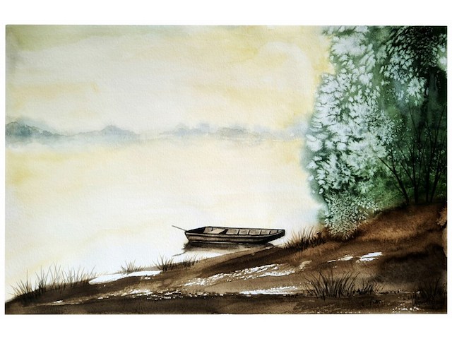 Na obali Dunava - akvarel