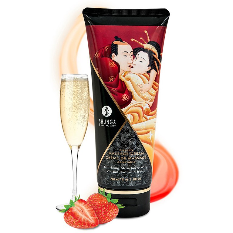Krema za masažu sa ukusom šampanjca i jagode Shunga Kissable Massage Sparkling Strawberry Wine
