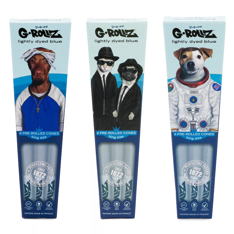 G-ROLLZ | Pets Rock -Lightly Dyed Blue – 6 KS Cones