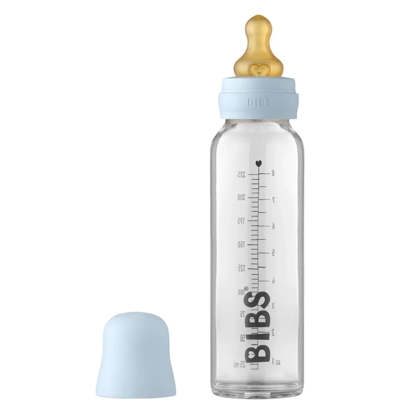Bibs Complete Set staklena flašica za bebe 225ml, Baby Blue