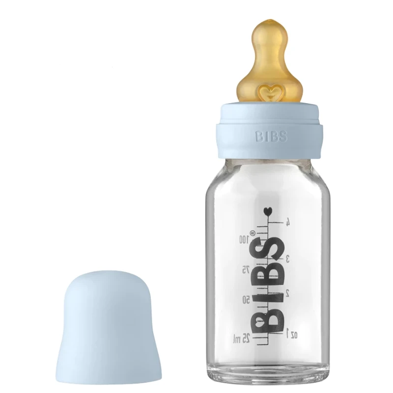 Bibs Complete Set staklena flašica za bebe 110ml, Baby Blue