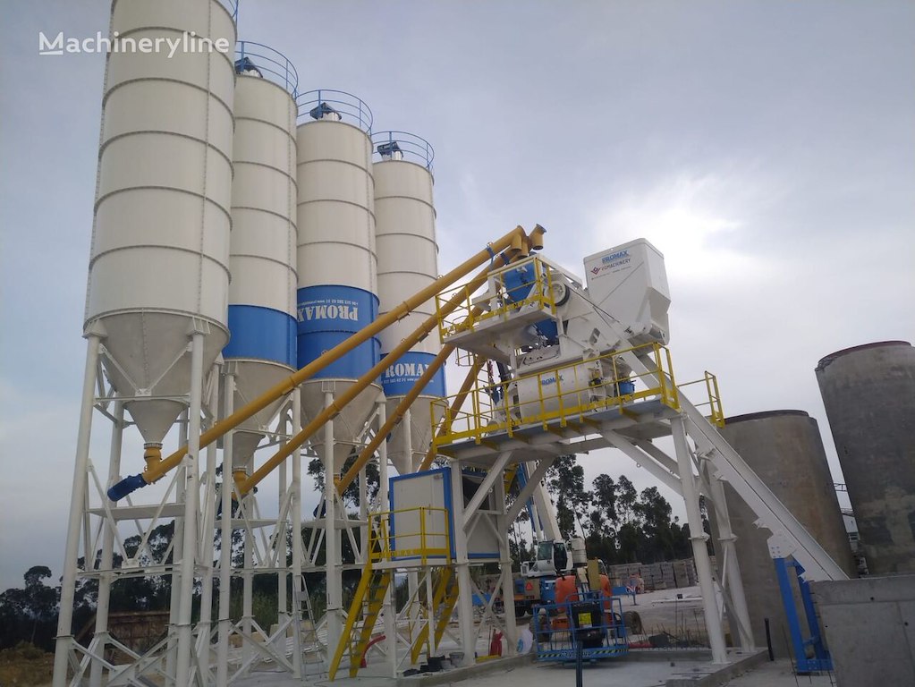 Novi Promax Compact Skip Concrete Batching Plant CS100-TWN-LINE (100m3/h) silos za cement